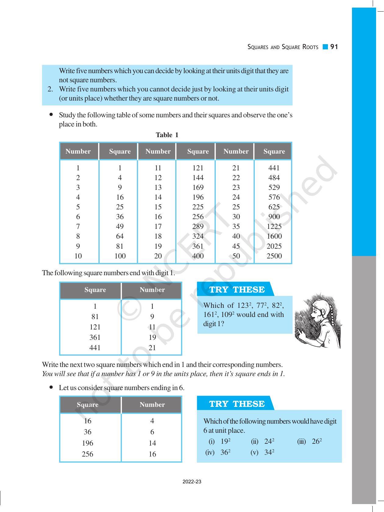 NCERT Book for Class 8 Maths Chapter 6 Squares and Square