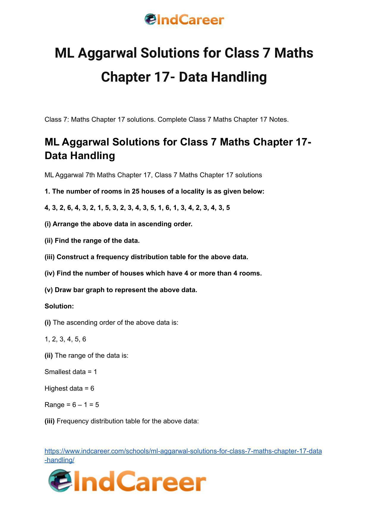 ML Aggarwal Solutions for Class 7 Maths Chapter 17- Data Handling ...