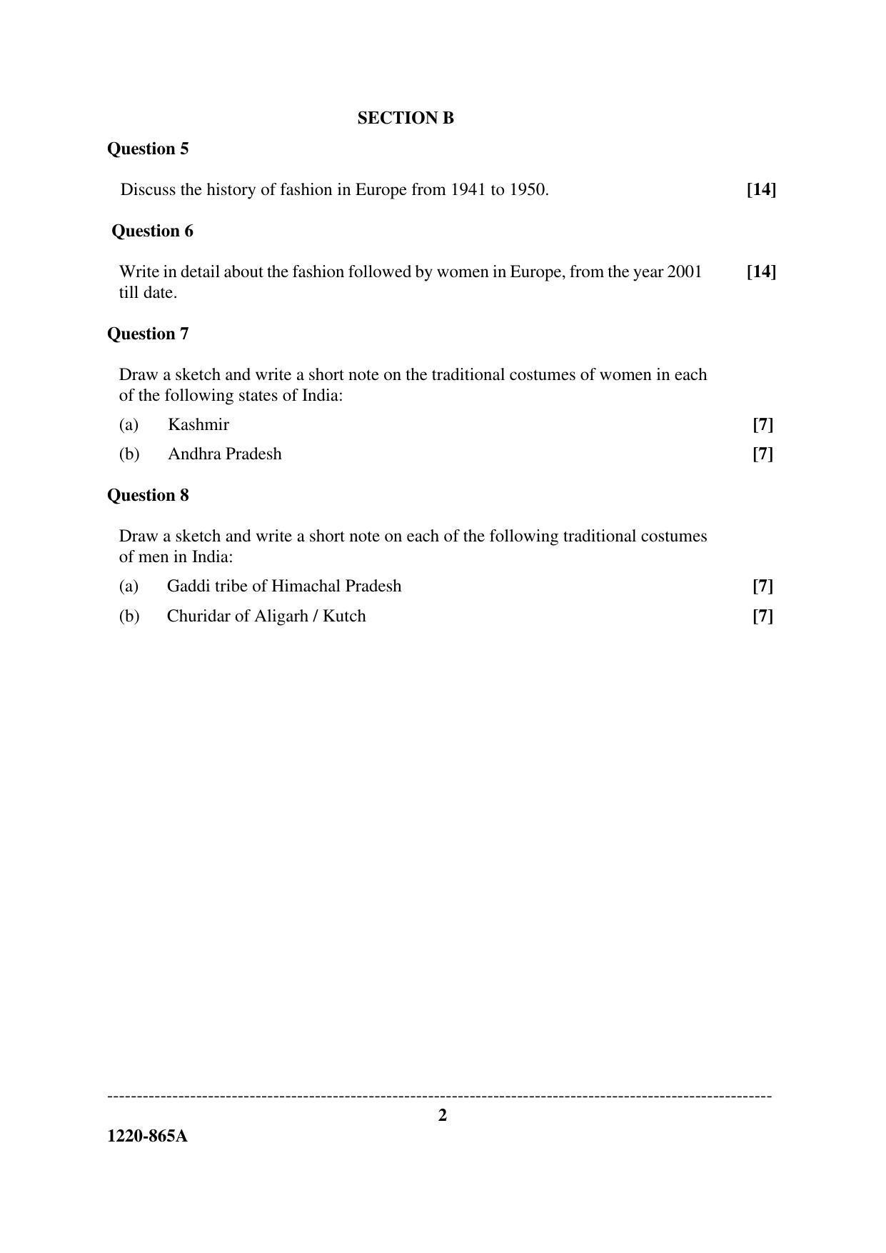 ISC Class 12 2020 Fashion Designing Paper I Question Paper - IndCareer Docs