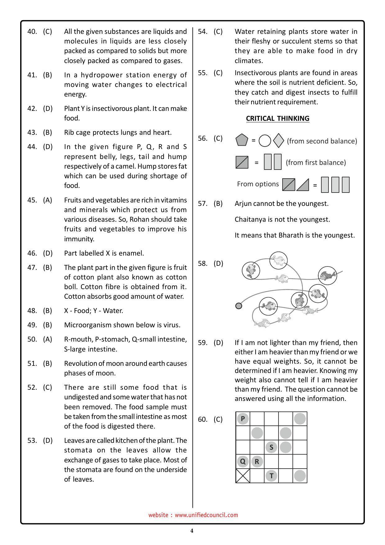 NSTSE 2023 Class 4 Answer Key (Paper Code 484) - IndCareer Docs