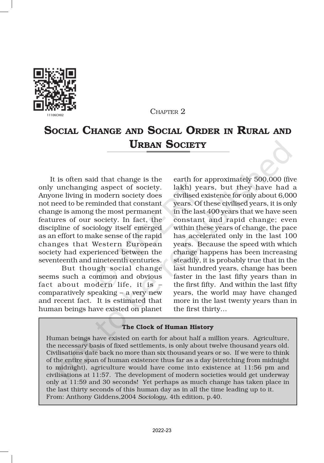 NCERT Book for Class 11 Sociology Chapter 2 Social Change