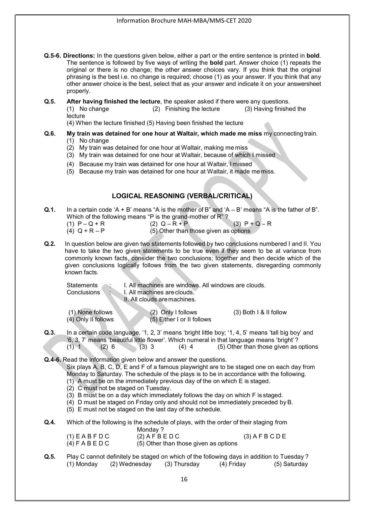 MAH MBA CET 2020 Question Paper - IndCareer Docs