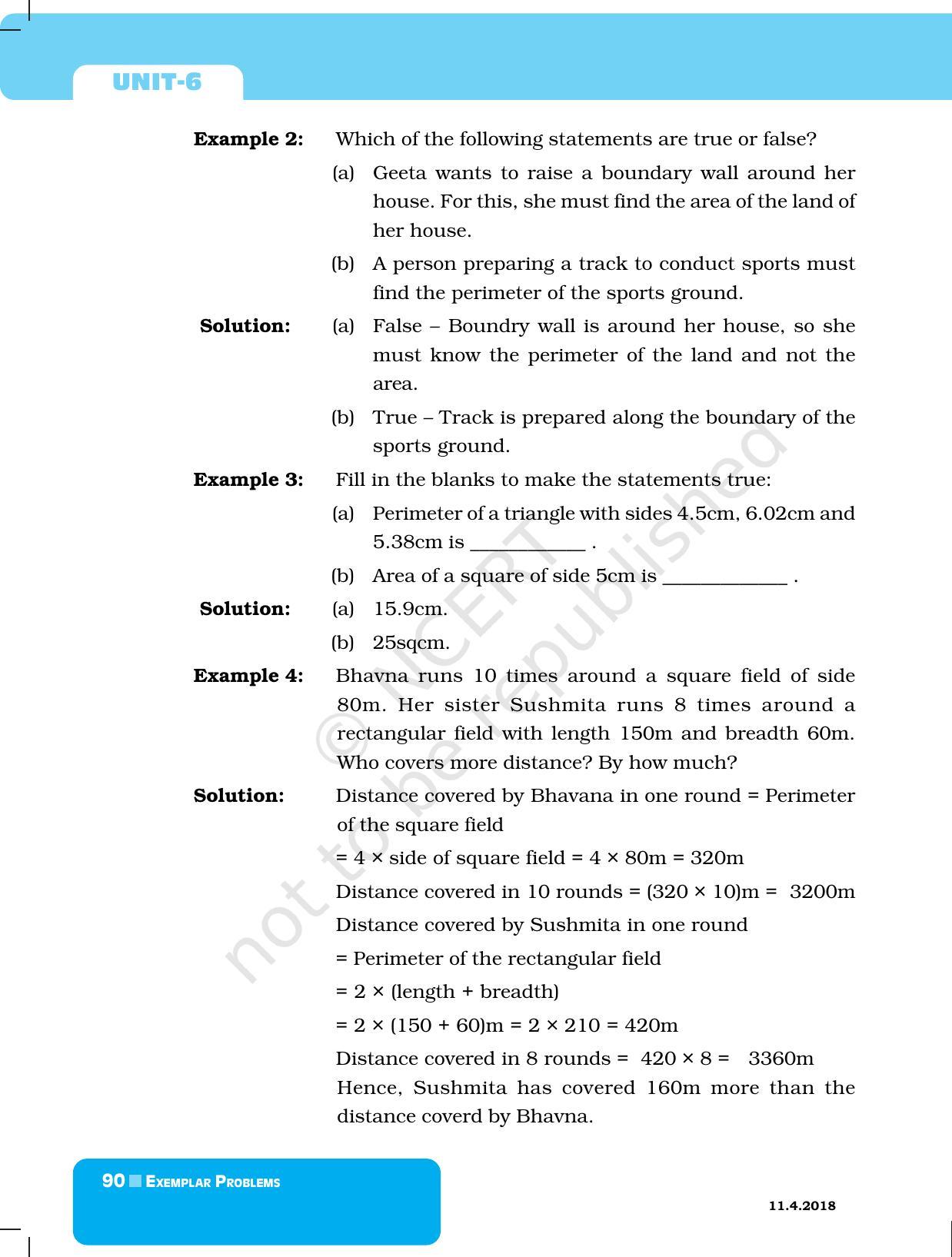 NCERT Exemplar Book for Class 6 Maths: Chapter 6-Mensuration ...