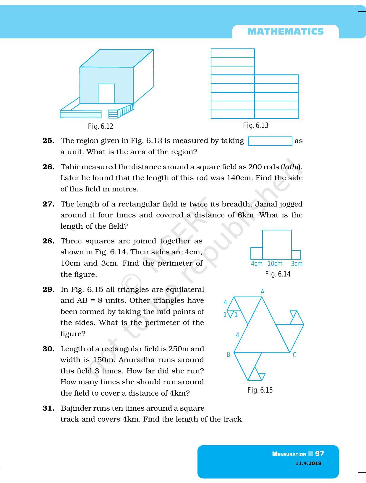 NCERT Exemplar Book for Class 6 Maths Chapter 6-Mensuration