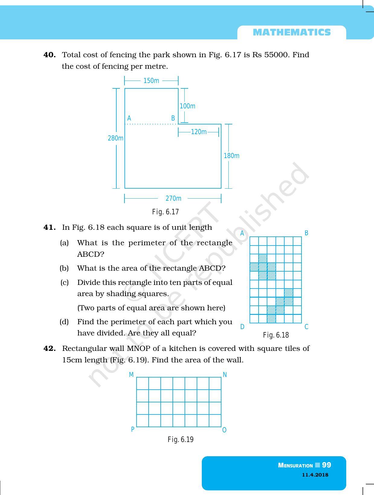 NCERT Exemplar Book for Class 6 Maths: Chapter 6-Mensuration ...