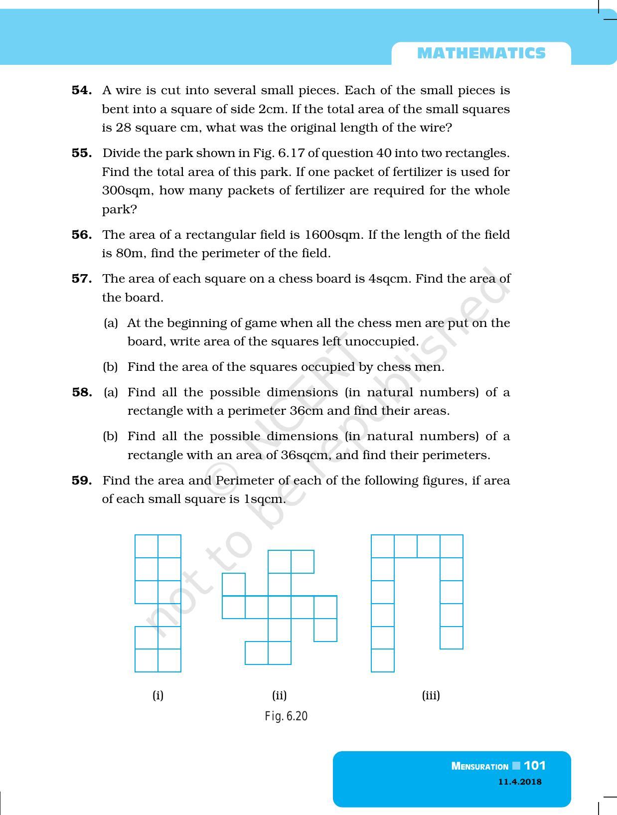 NCERT Exemplar Book for Class 6 Maths Chapter 6-Mensuration