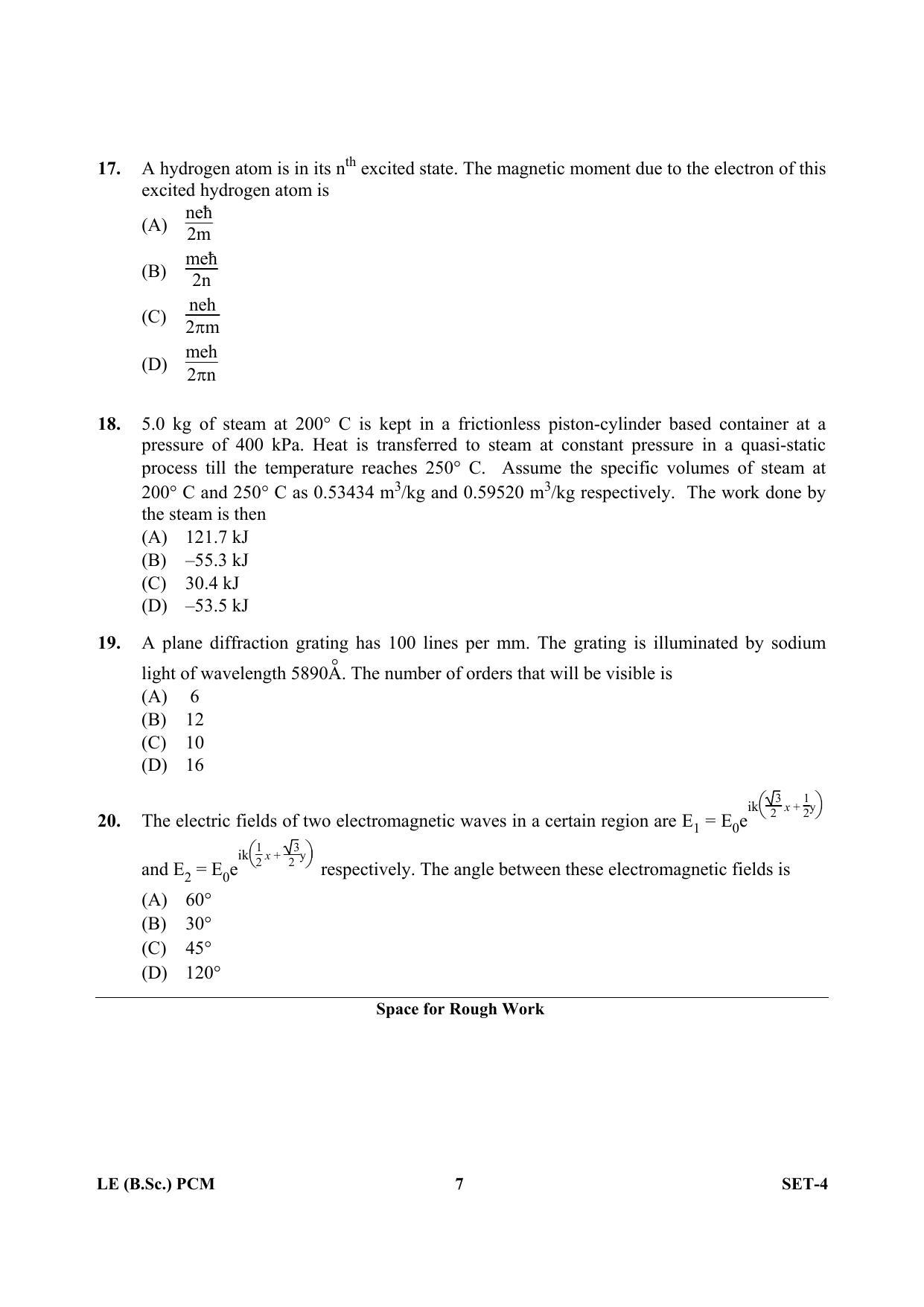 OJEE 2013 LE B.Sc PCM Set 4 Question Paper - IndCareer Docs