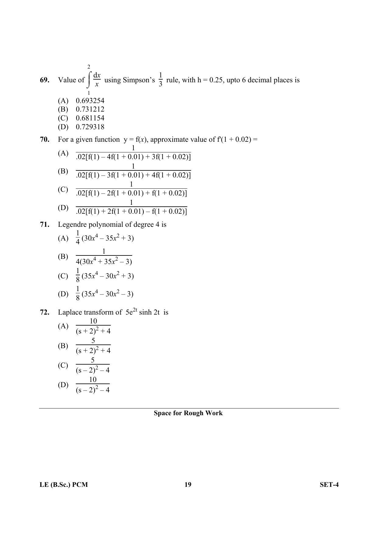 OJEE 2013 LE B.Sc PCM Set 4 Question Paper - IndCareer Docs