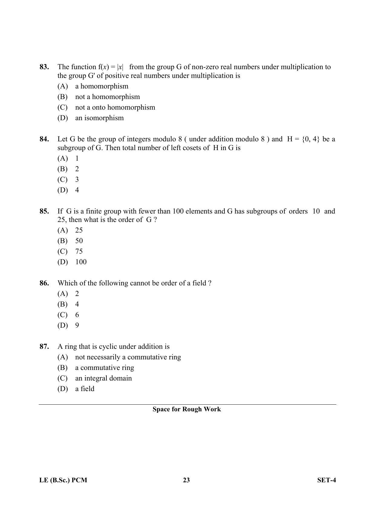 OJEE 2013 LE B.Sc PCM Set 4 Question Paper - IndCareer Docs