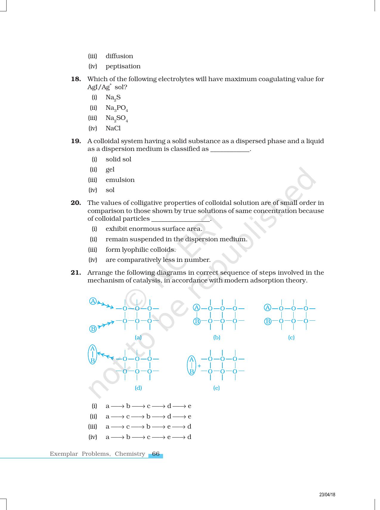 NCERT Exemplar Book for Class 12 Chemistry Chapter 5 Surface Chemistry