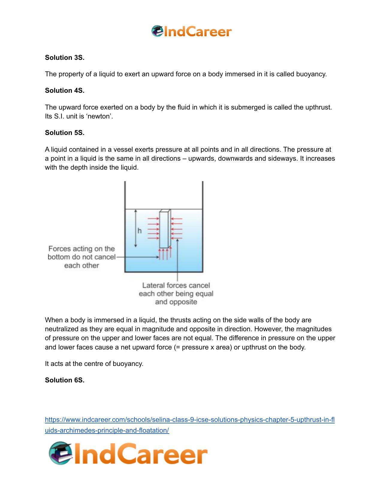 Selina Class 9 ICSE Solutions Physics : Chapter 5- Upthrust in Fluids ...