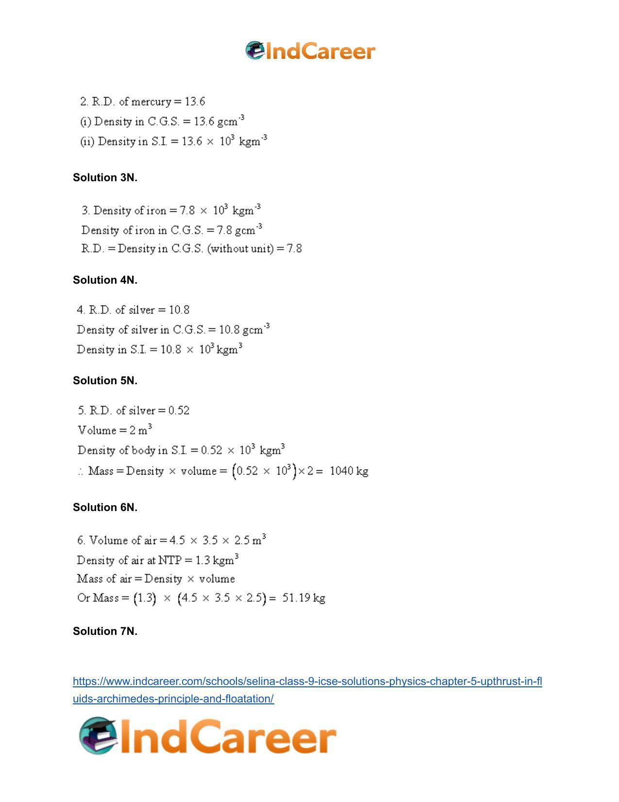 Selina Class 9 ICSE Solutions Physics : Chapter 5- Upthrust in Fluids ...