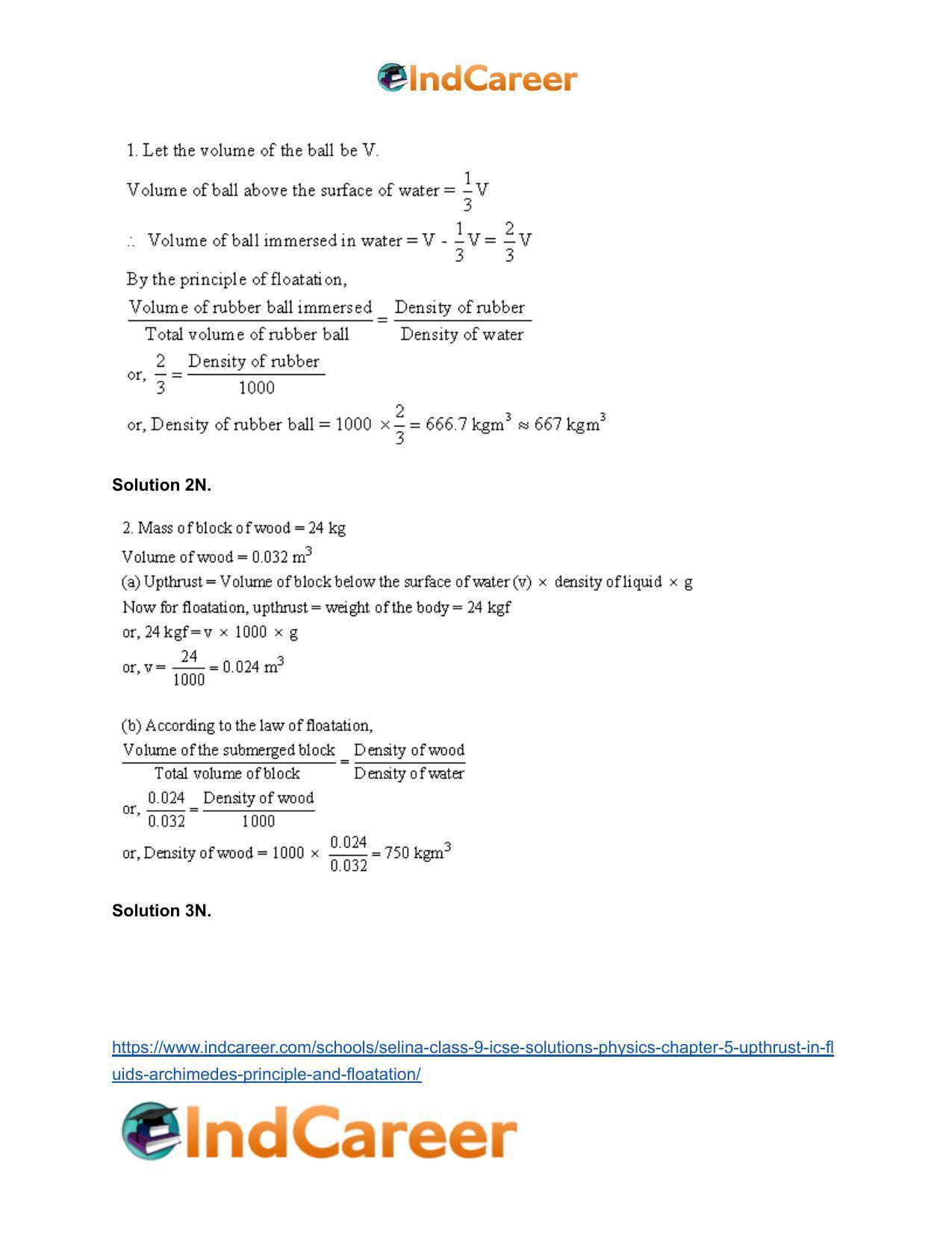 Selina Class 9 ICSE Solutions Physics : Chapter 5- Upthrust in Fluids, Archimedes' Principle and ...