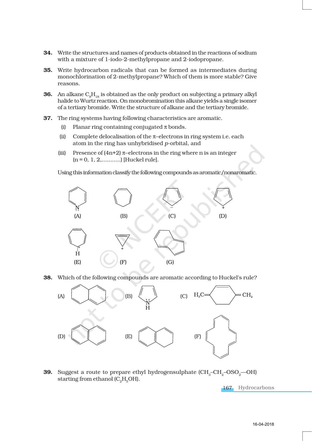 NCERT Exemplar Book for Class 11 Chemistry Chapter 13 Hydrocarbons
