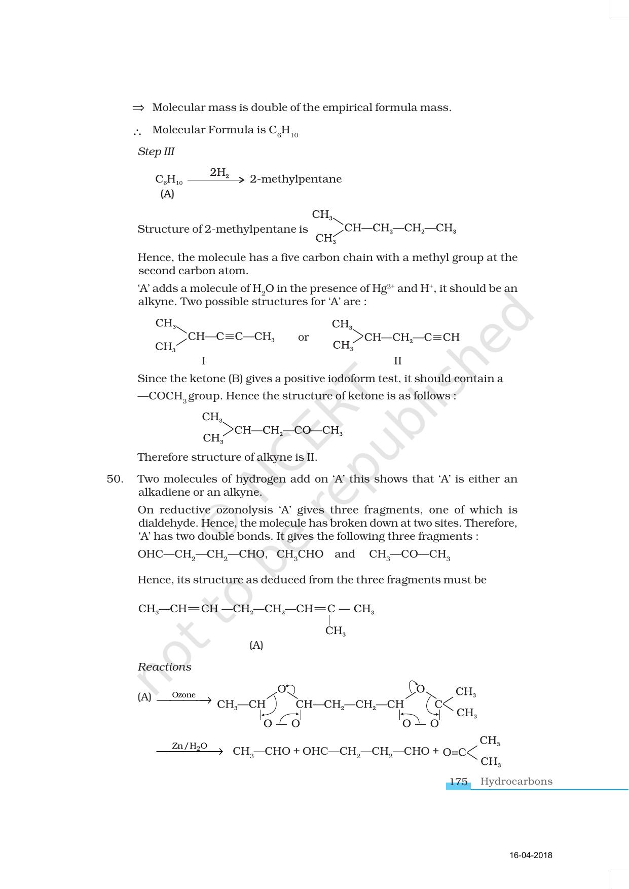 NCERT Exemplar Book for Class 11 Chemistry Chapter 13 Hydrocarbons