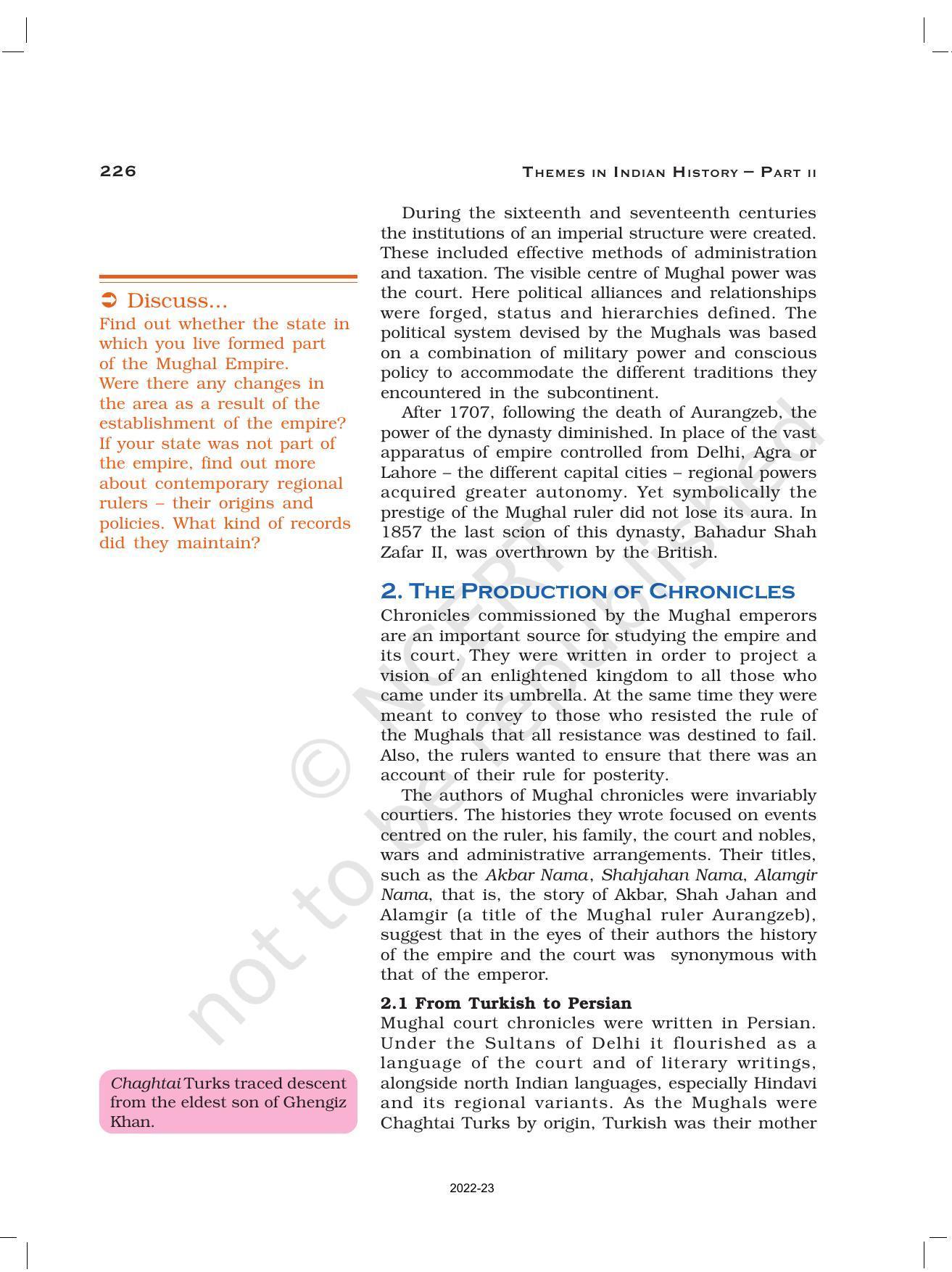 NCERT Book for Class 12 History Chapter 9 Kings and Chronicles