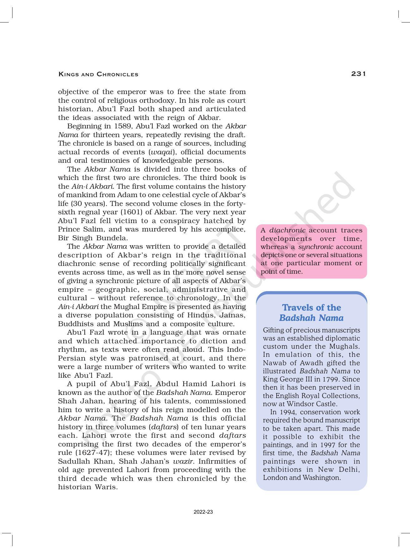 NCERT Book for Class 12 History Chapter 9 Kings and Chronicles