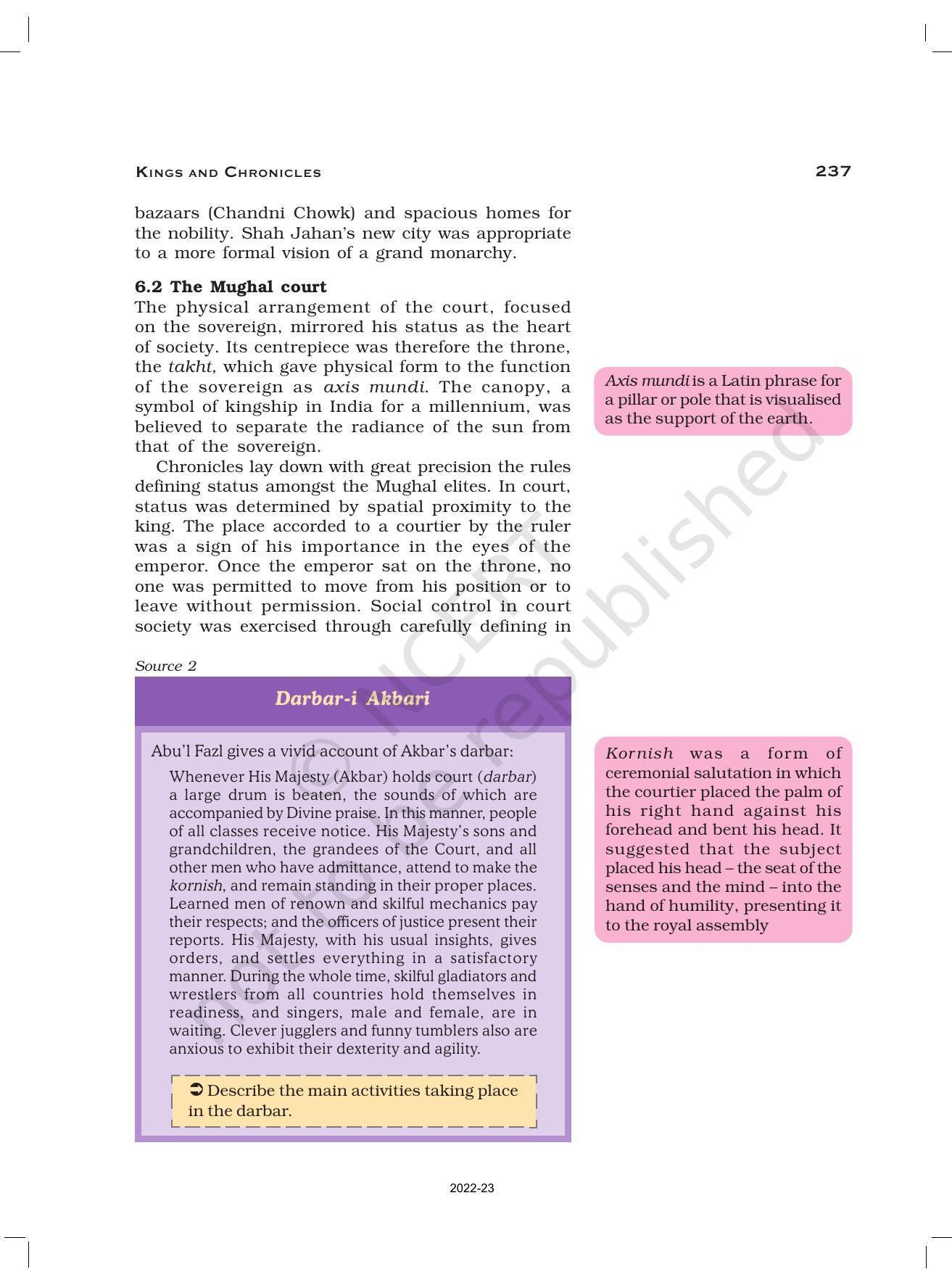 NCERT Book for Class 12 History Chapter 9 Kings and Chronicles