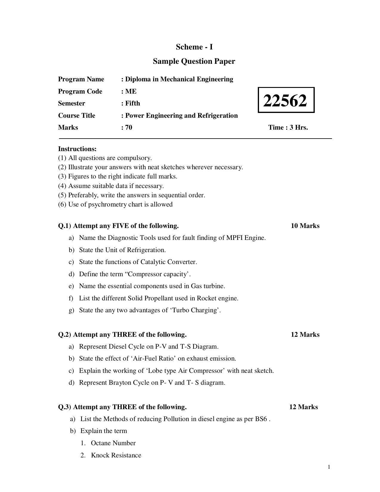 MSBTE Summer Question Paper 2019 - Power Engineering and Refrigeration - IndCareer Docs