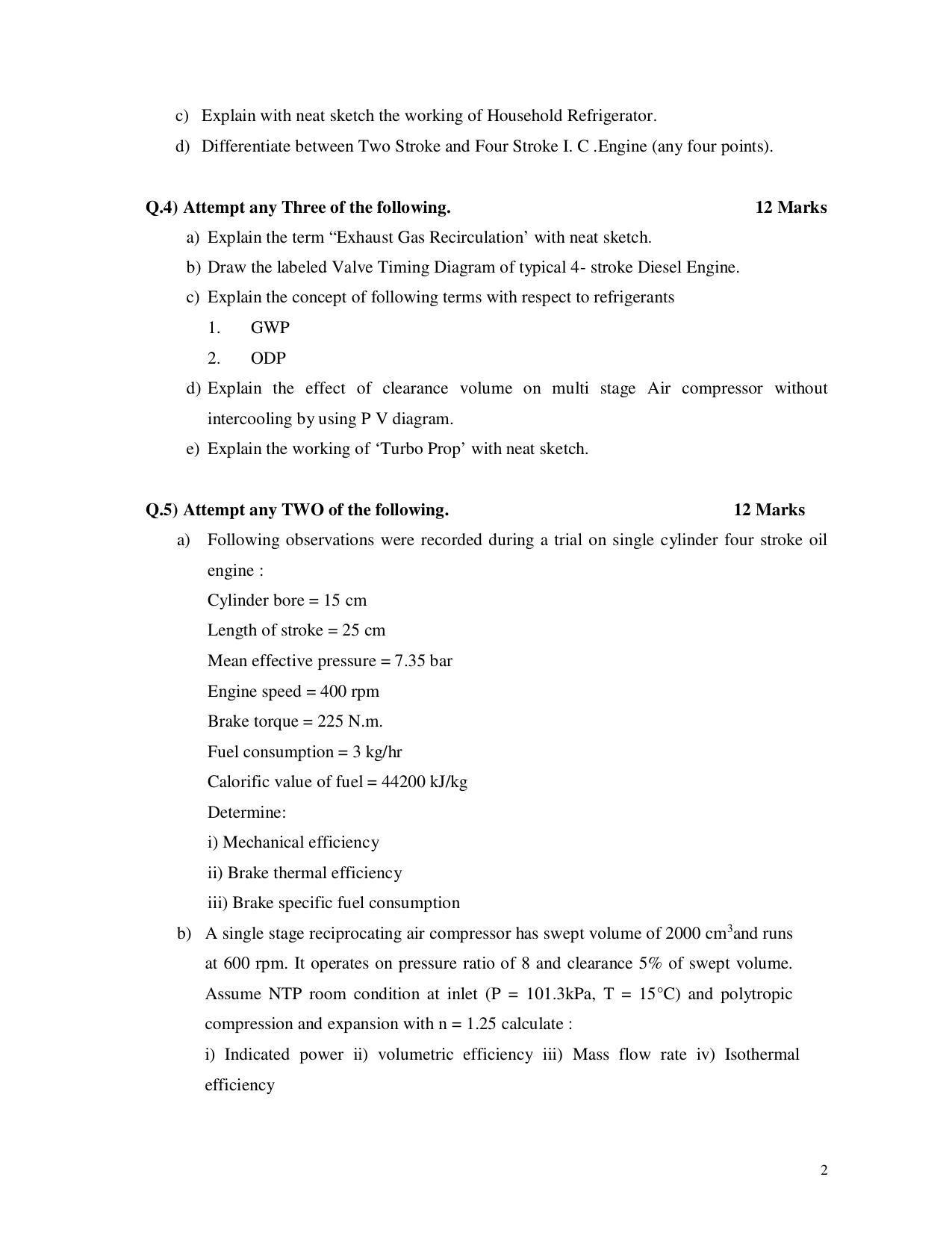 MSBTE Summer Question Paper 2019 - Power Engineering and Refrigeration - IndCareer Docs