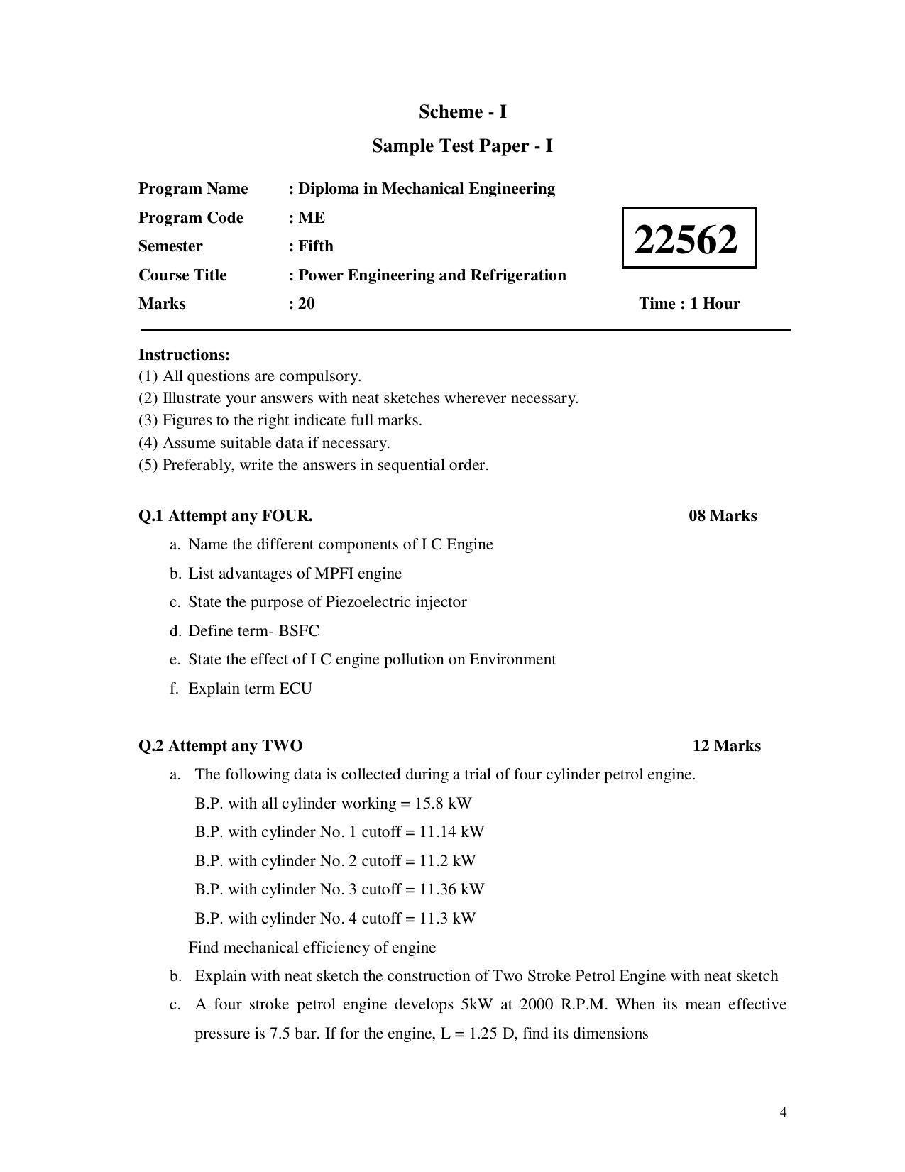 MSBTE Summer Question Paper 2019 - Power Engineering and Refrigeration - IndCareer Docs