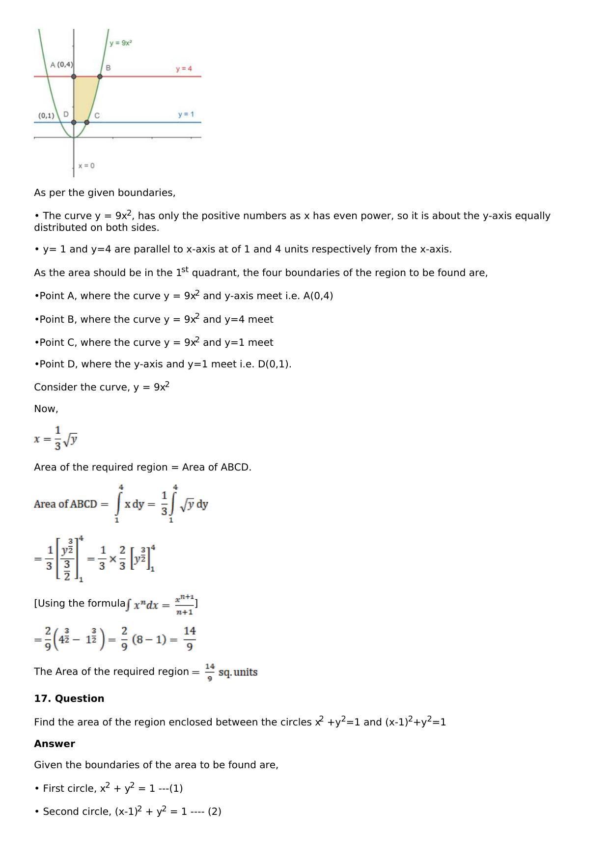 RS Aggarwal Solutions for 12th Class Maths Chapter 17-Area of Bounded ...