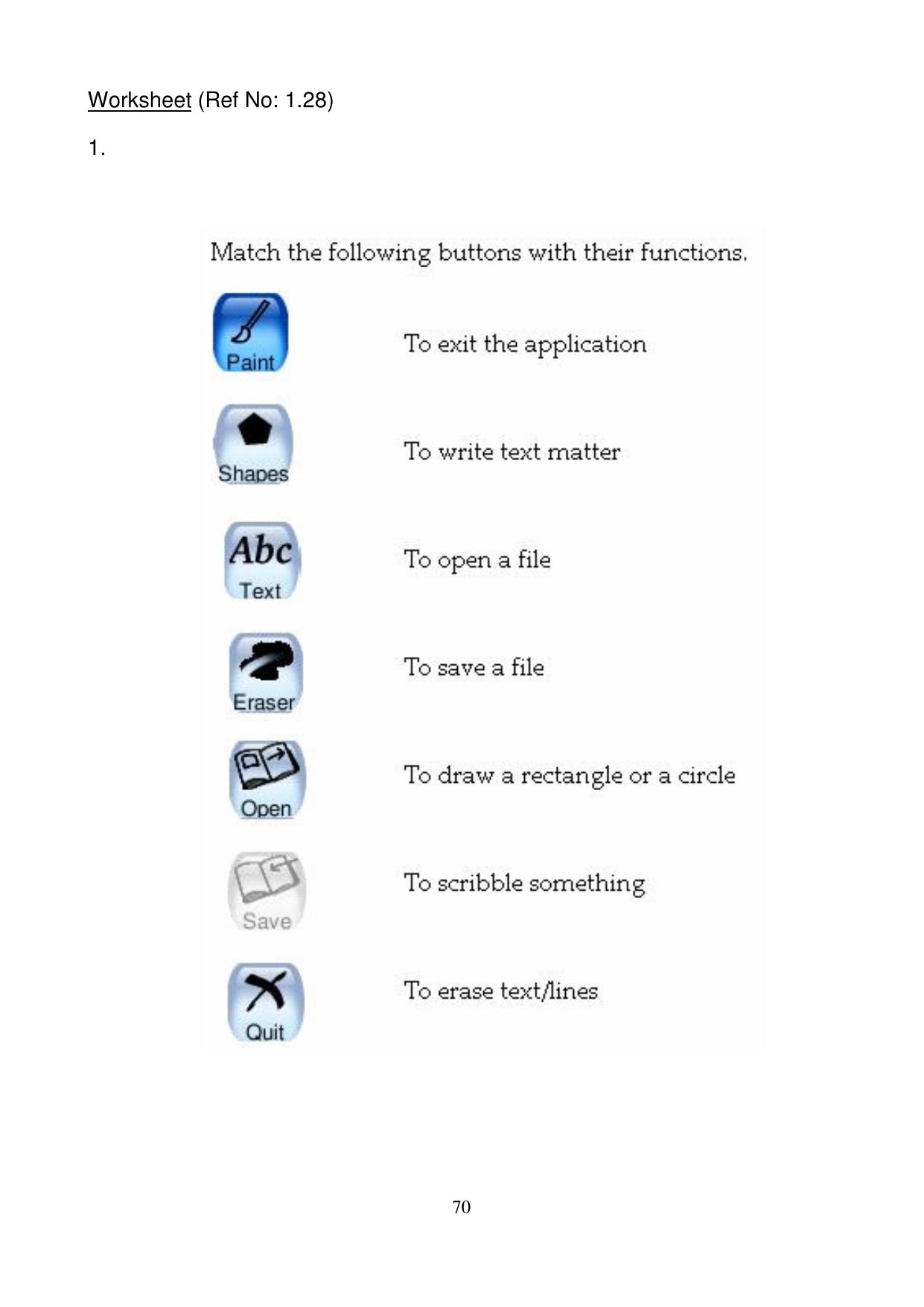 Worksheet for Class 1 Computer Science Open an existing Paint application Assignment - IndCareer ...