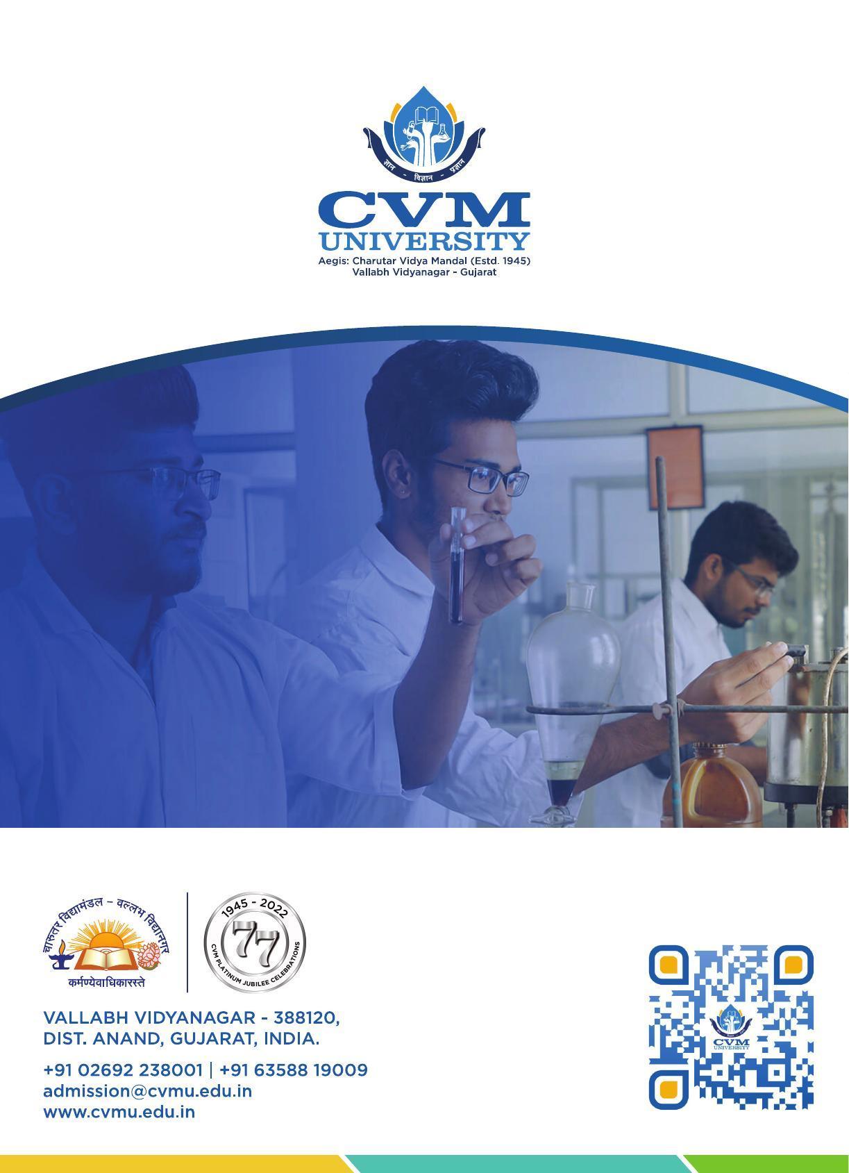 CVM University, Vallabh Vidyanagar Prospectus 2022 - IndCareer Docs
