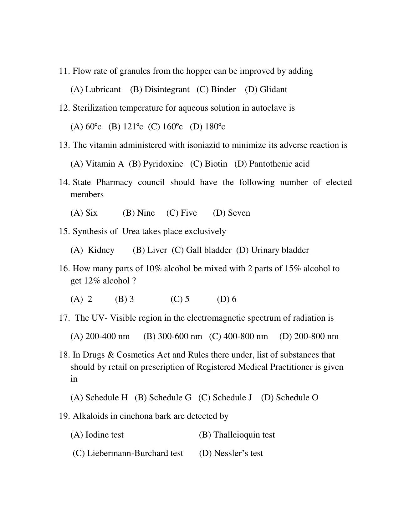 OJEE 2014 Lateral Entry (B. Pharm) Question Paper - IndCareer Docs