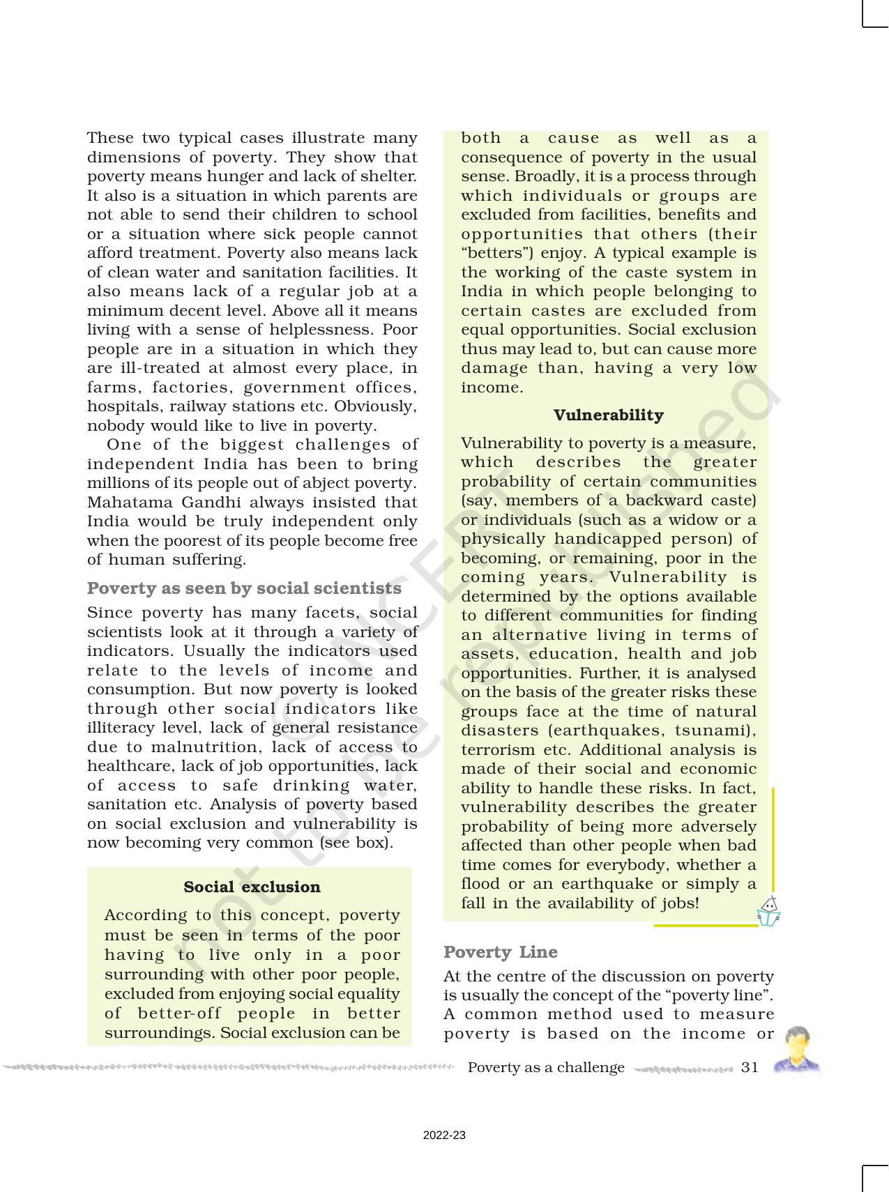 NCERT Book for Class 9 Economics Chapter 3 Poverty