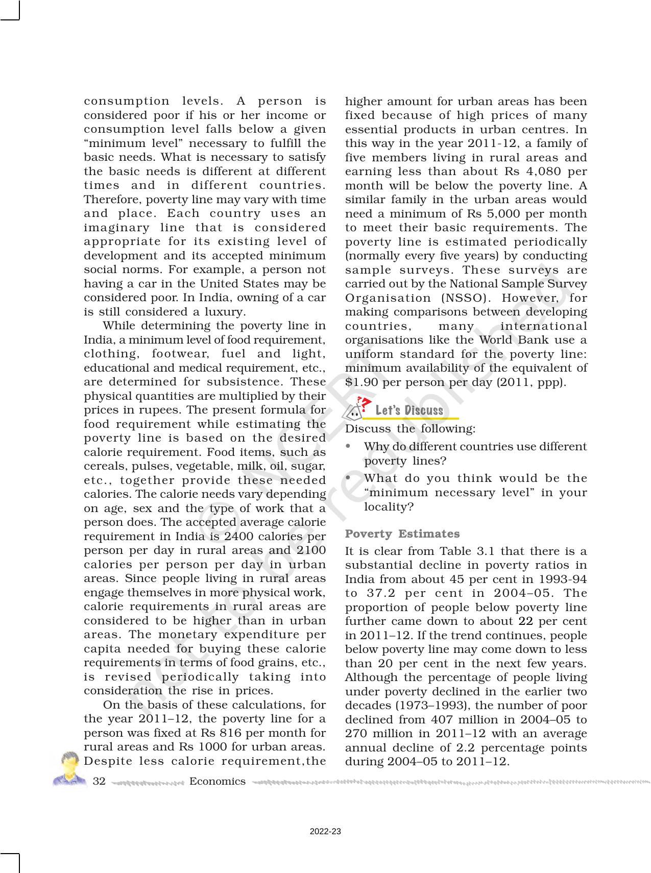 NCERT Book for Class 9 Economics Chapter 3 Poverty