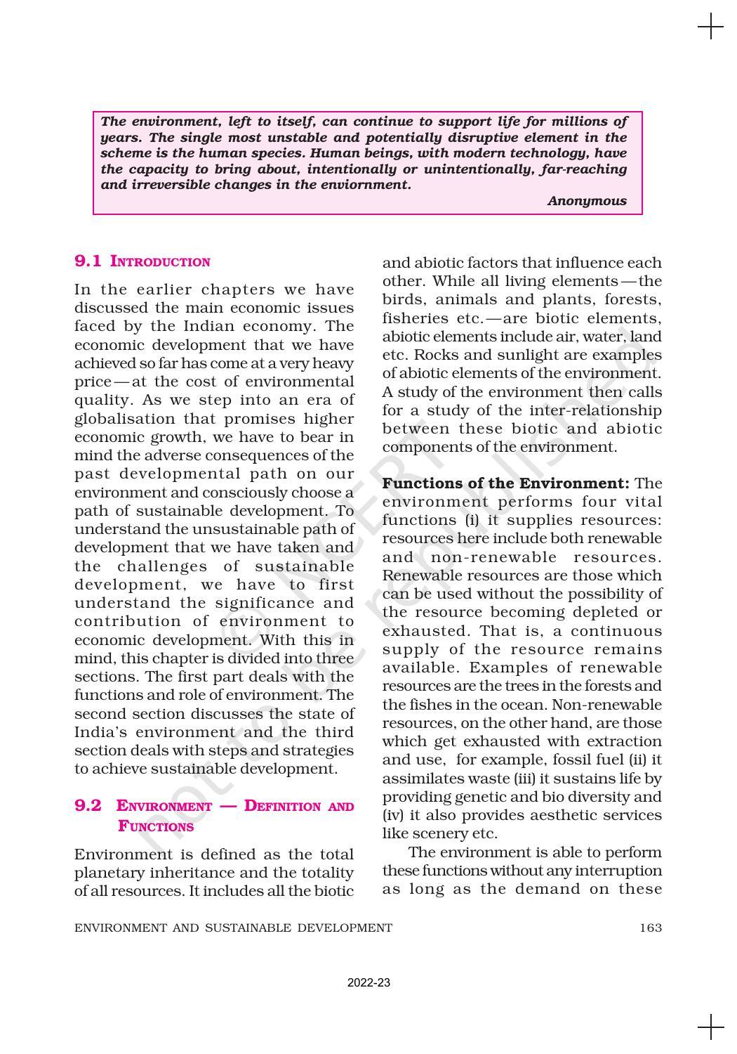 NCERT Book for Class 11 Economics Chapter 9 Environment