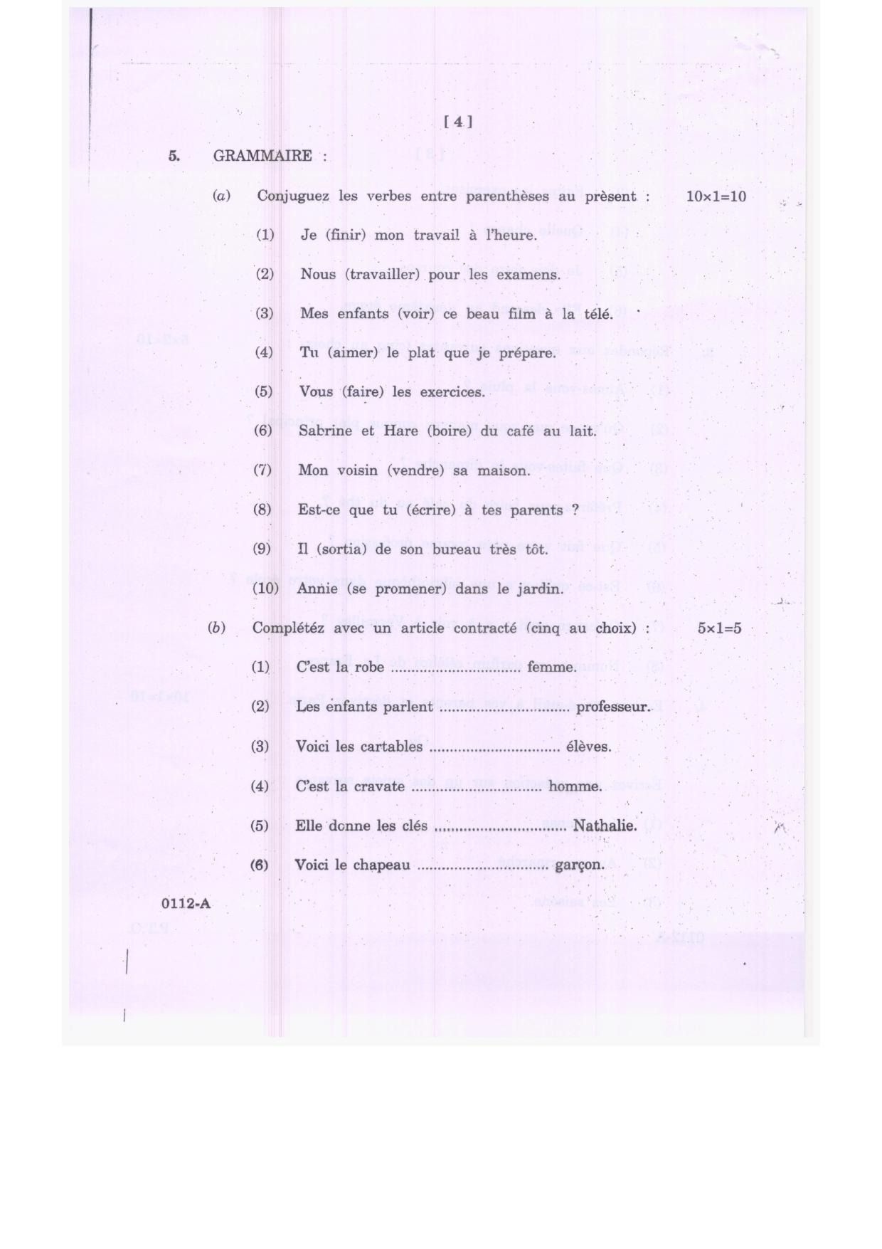 TS Inter 1st Year French Model Paper - IndCareer Schools