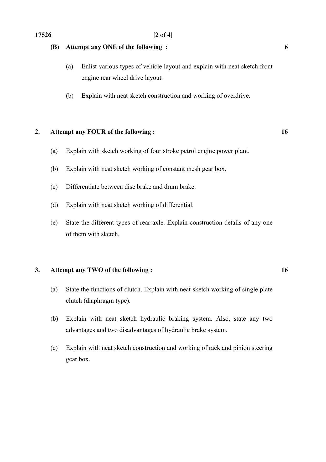 MSBTE Winter Question Paper 2019 - Automobile Engineering - IndCareer Docs