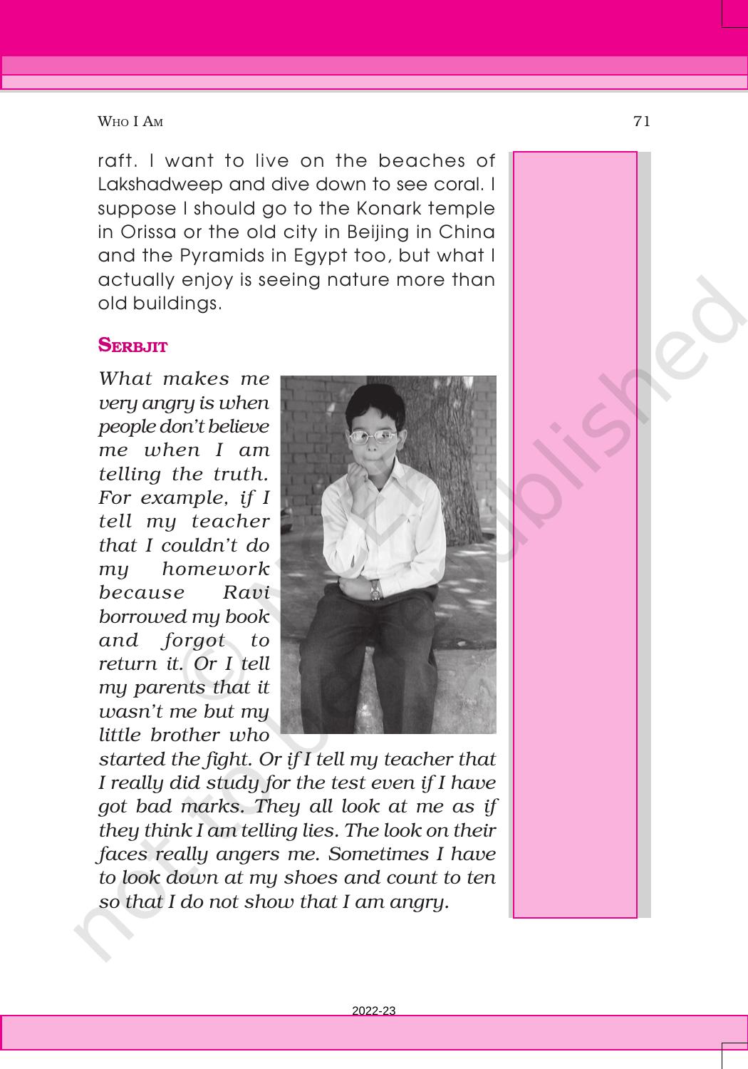 NCERT Book for Class 6 English(Honeysuckle) : Chapter 6-Who I Am ...