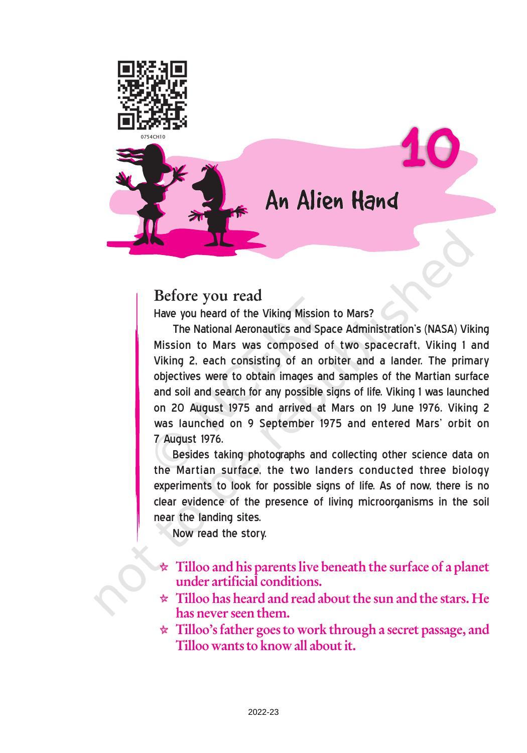 NCERT Book for Class 7 English (An Alien Hand): Chapter 10-An Alien ...