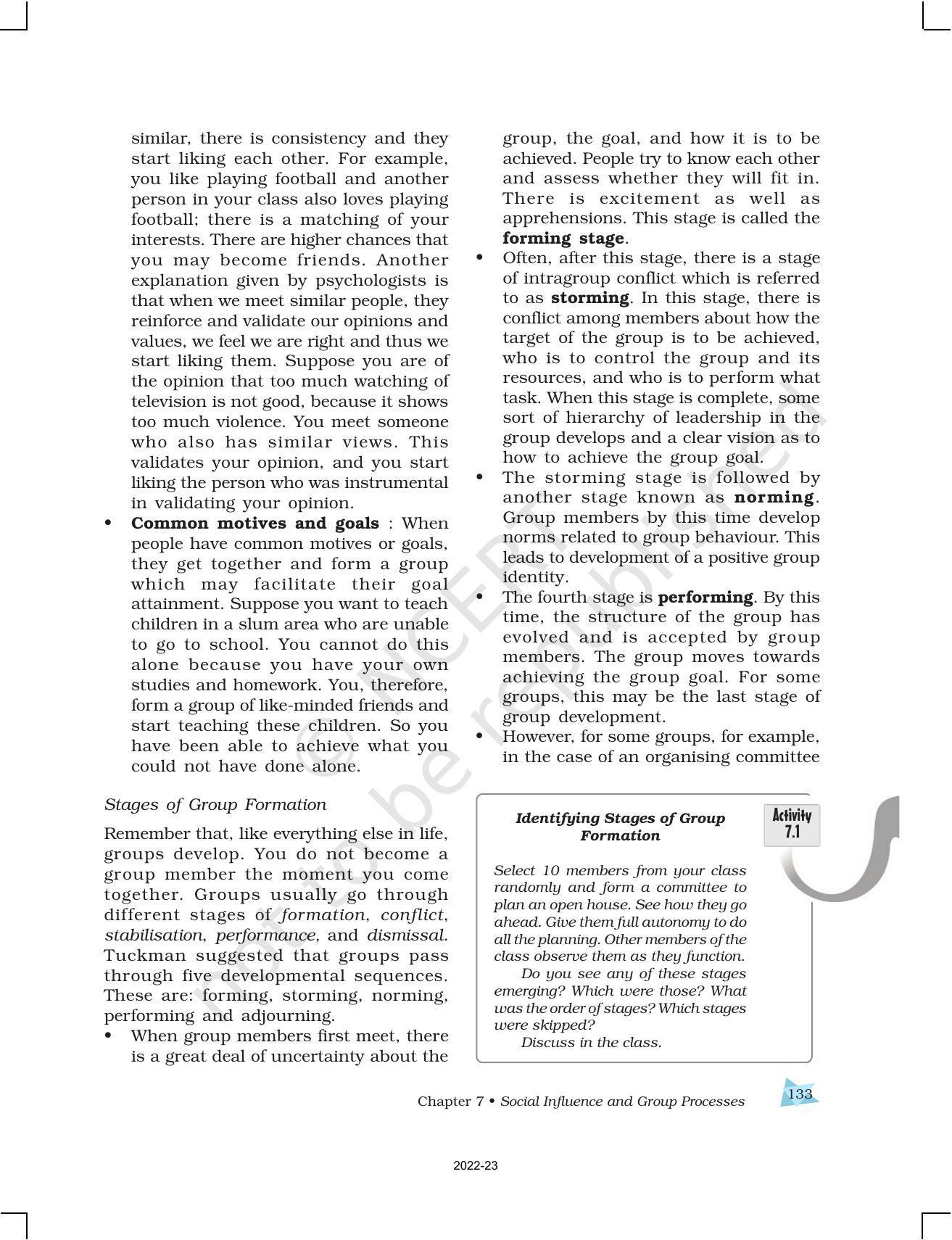 NCERT Book for Class 12 Psychology Chapter 7 Social Influence