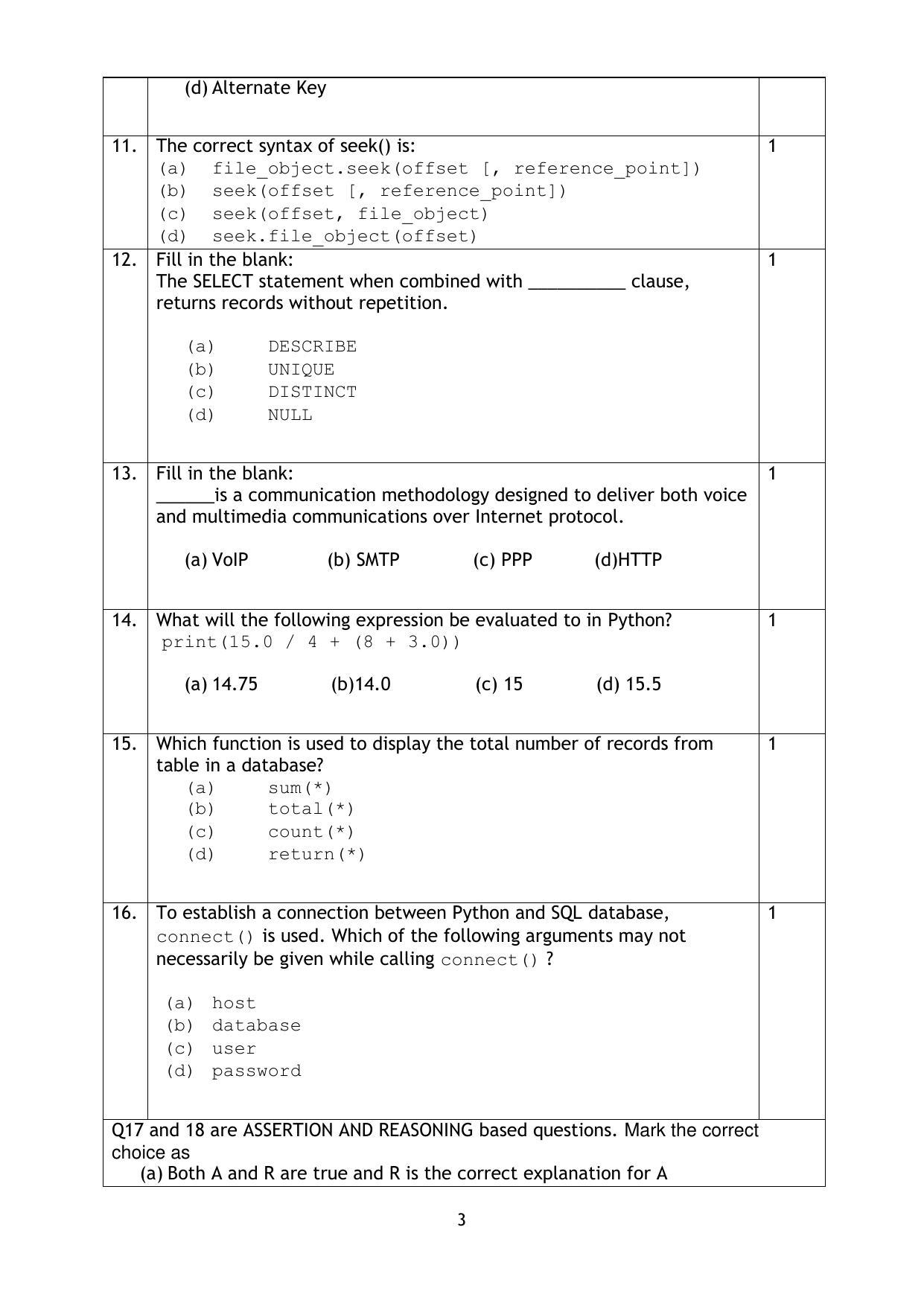 CBSE Class 12 Computer Science Sample Paper 2023 - IndCareer Docs