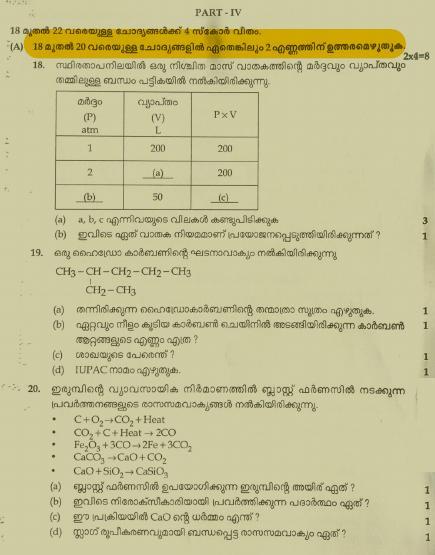 Kerala SSLC 2022 Chemistry Question Paper (MM) (Model) - IndCareer Docs