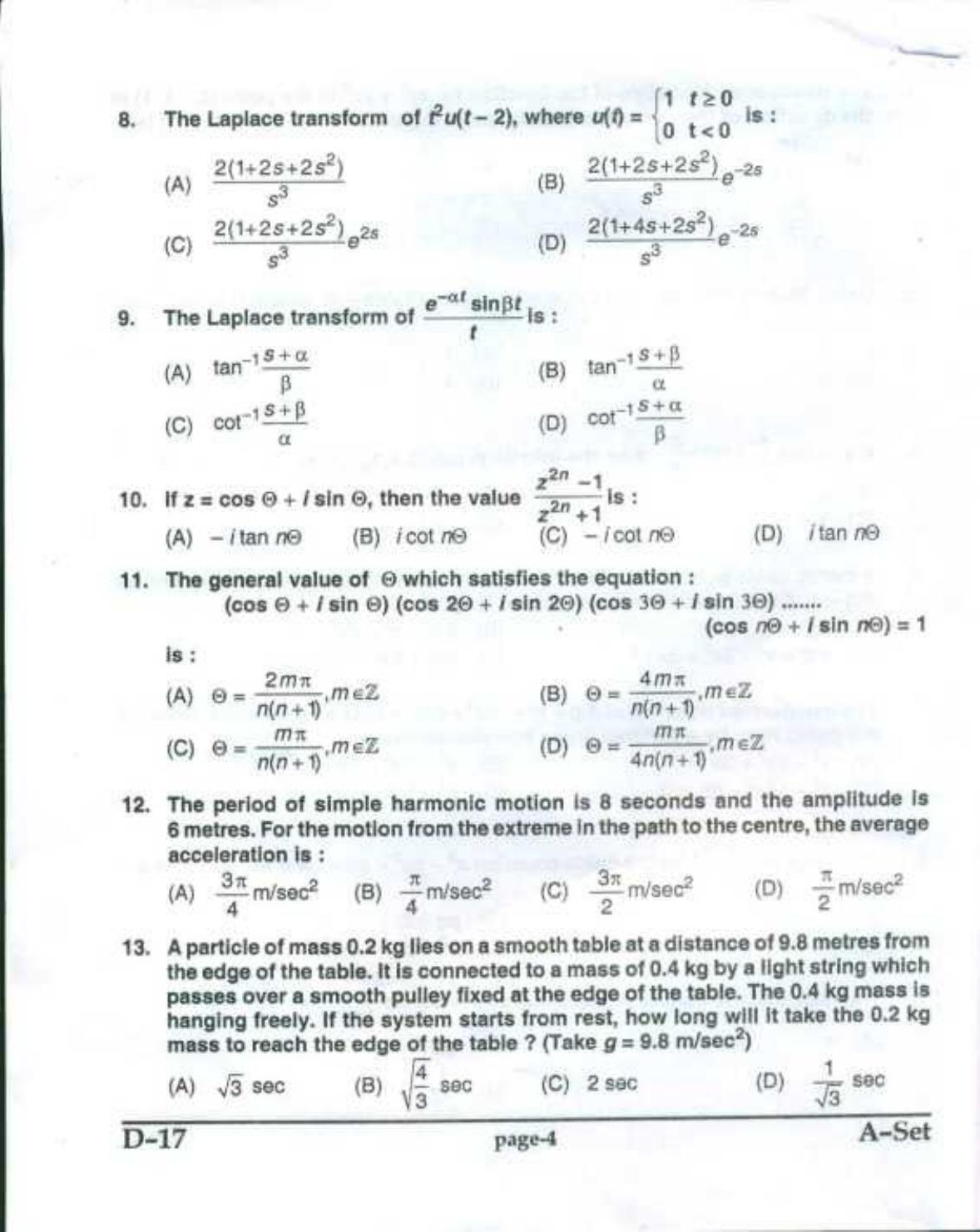 PU CET UG 2017 MSc(Mathematics) Question Paper - IndCareer Docs