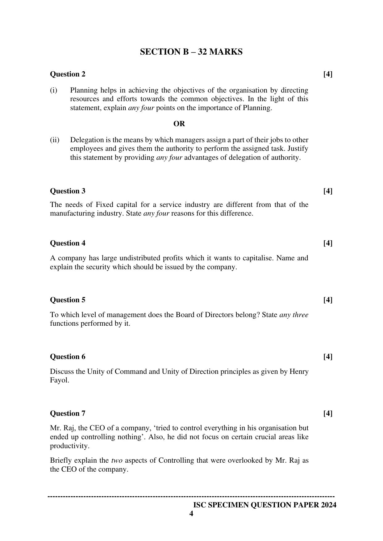 ISC Class 12 Commerce Sample Paper - IndCareer Schools