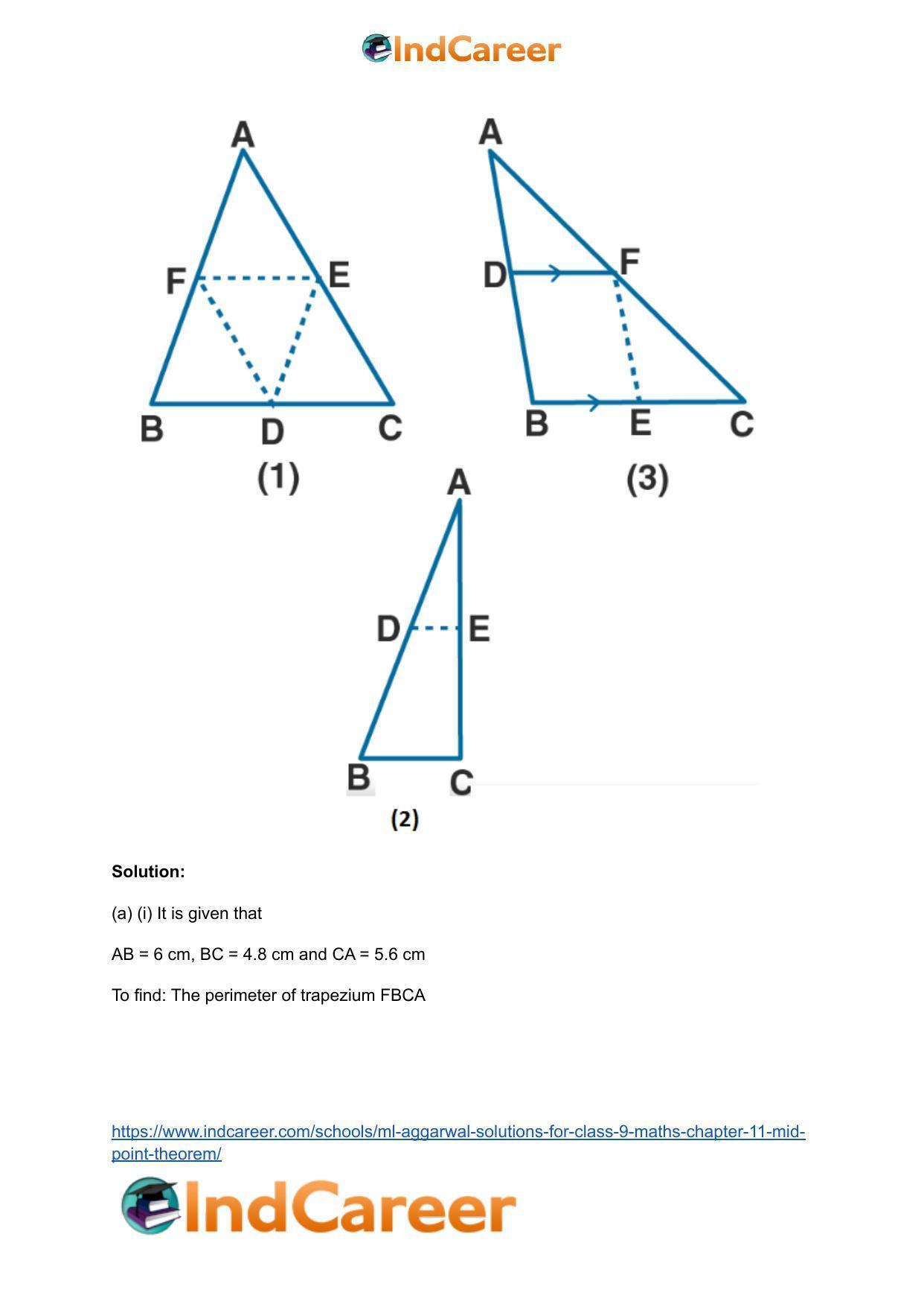 ML Aggarwal Solutions for Class 9 Maths Chapter 11- Mid Point Theorem ...