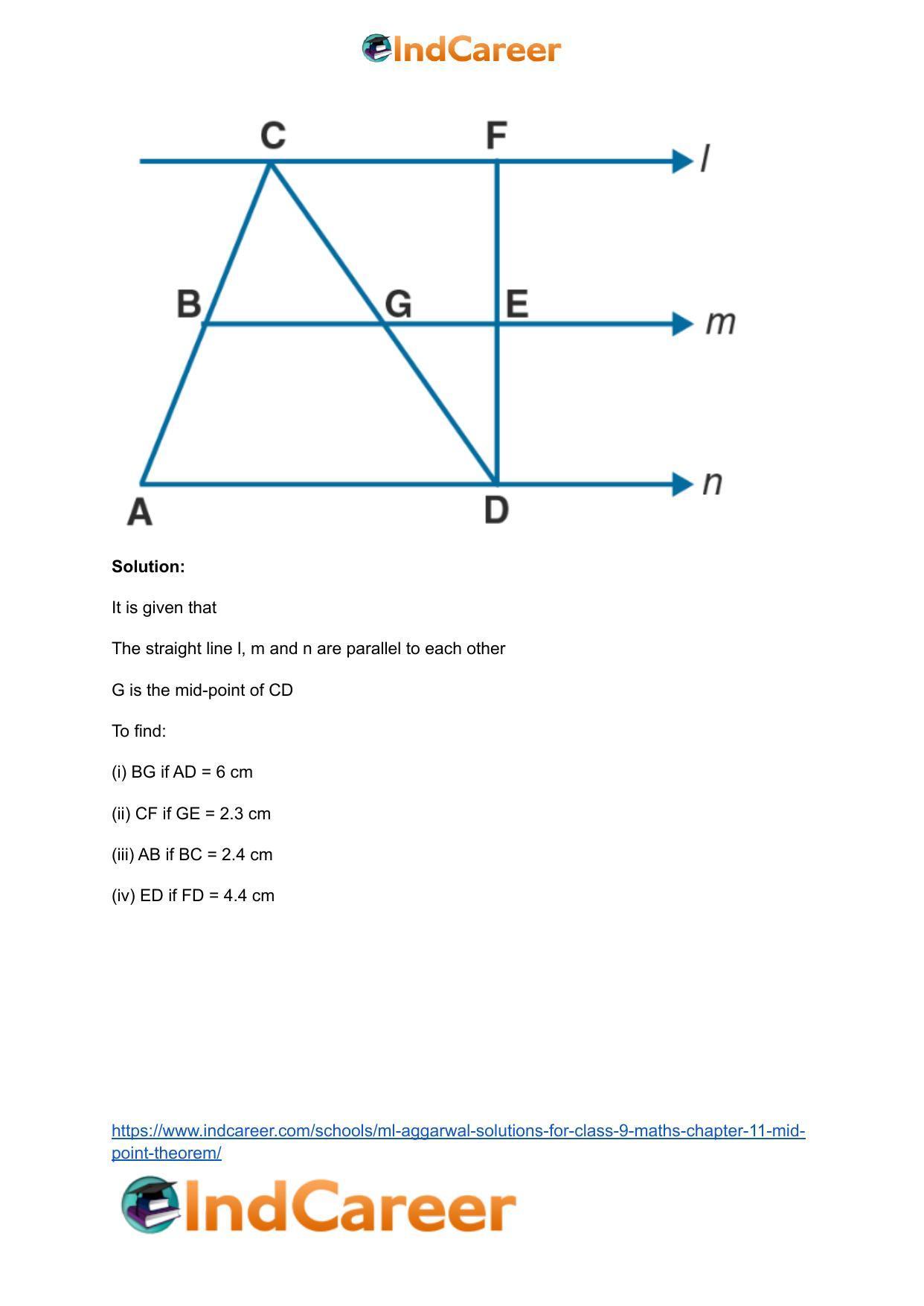 ML Aggarwal Solutions for Class 9 Maths Chapter 11- Mid Point Theorem - IndCareer Docs