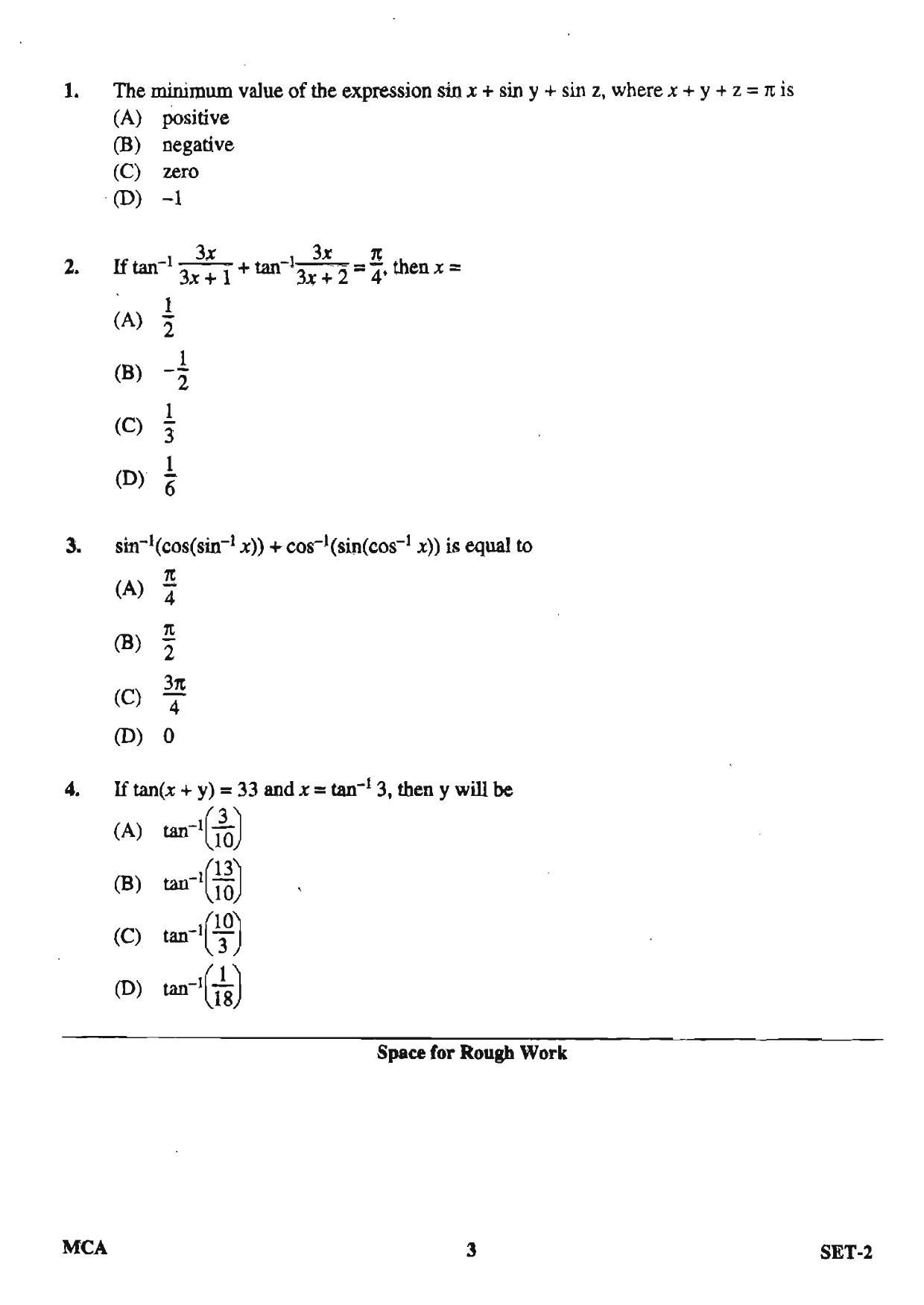 OJEE 2013 MCA Set 2 Question Paper - IndCareer Docs