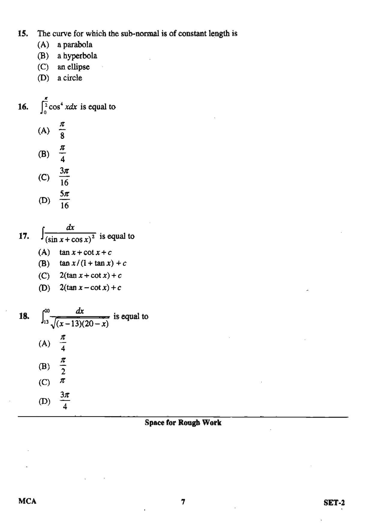 OJEE 2013 MCA Set 2 Question Paper - IndCareer Docs