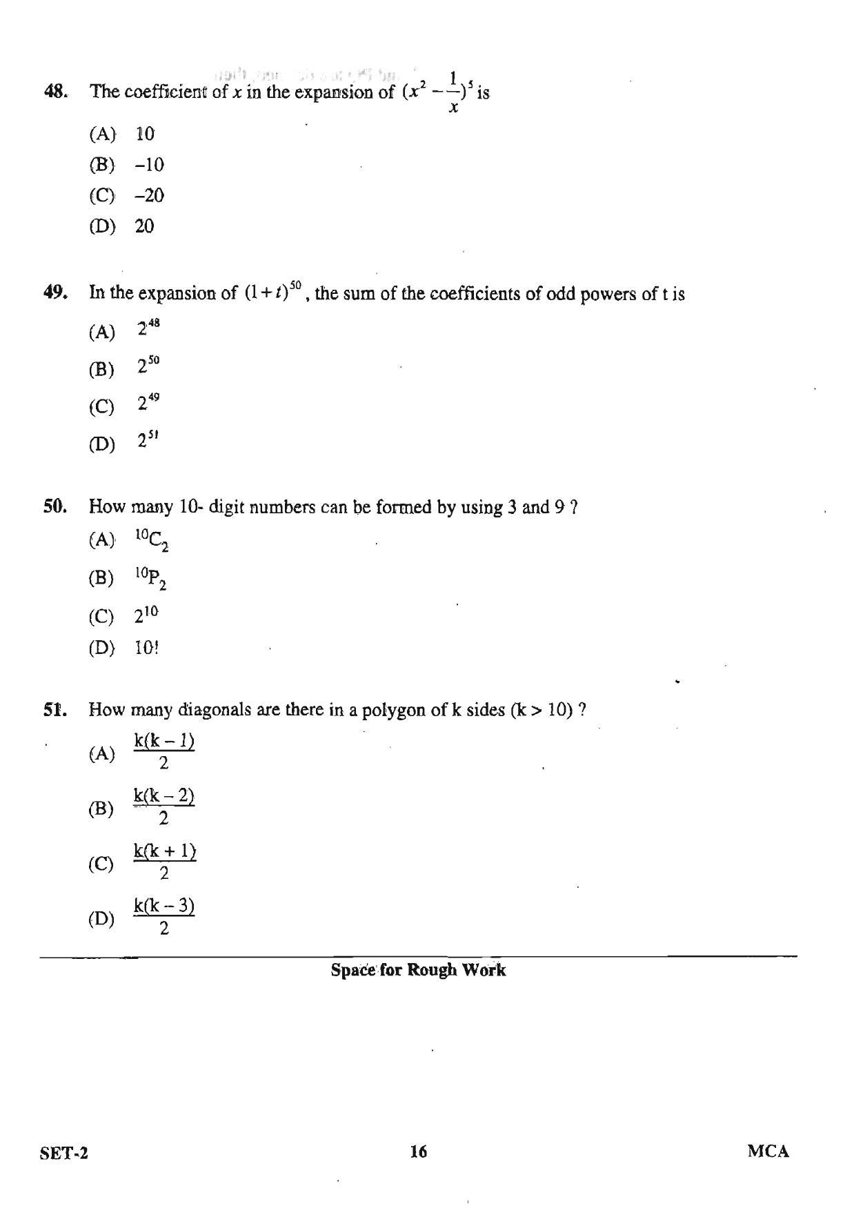 OJEE 2013 MCA Set 2 Question Paper - IndCareer Docs