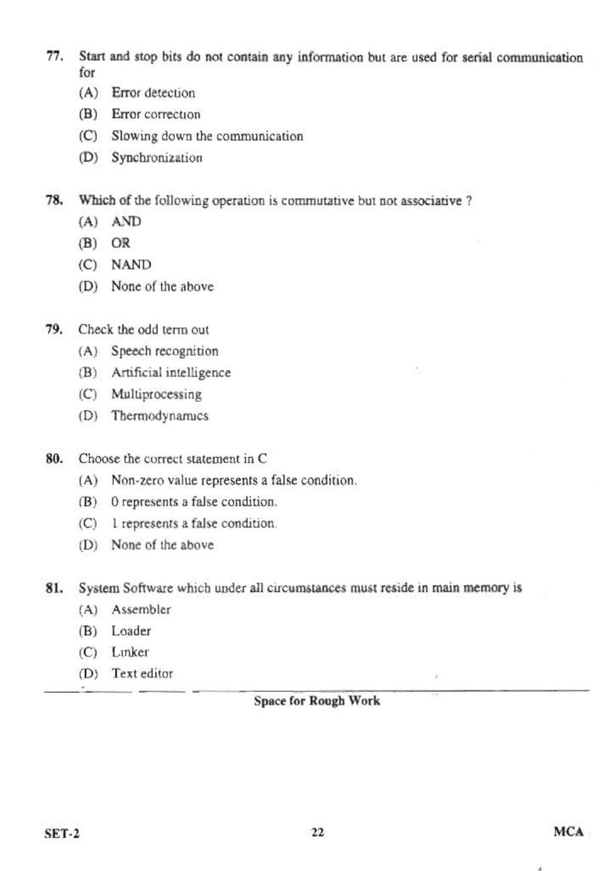 OJEE 2013 MCA Set 2 Question Paper - IndCareer Docs
