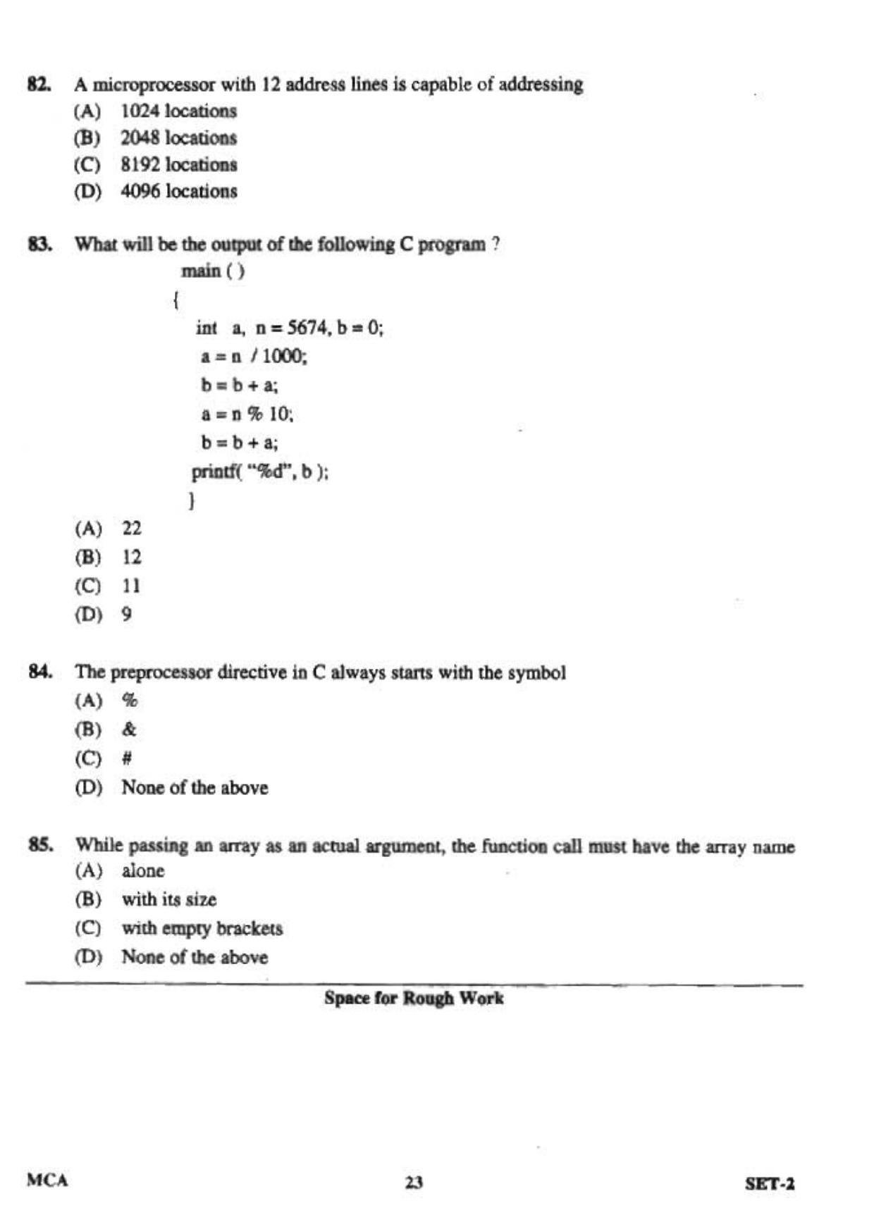 OJEE 2013 MCA Set 2 Question Paper - IndCareer Docs