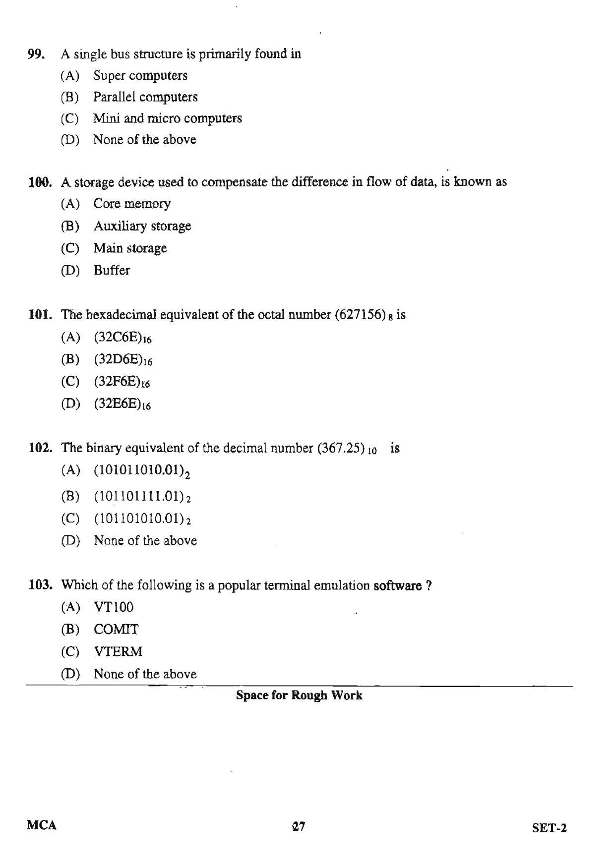 OJEE 2013 MCA Set 2 Question Paper - IndCareer Docs