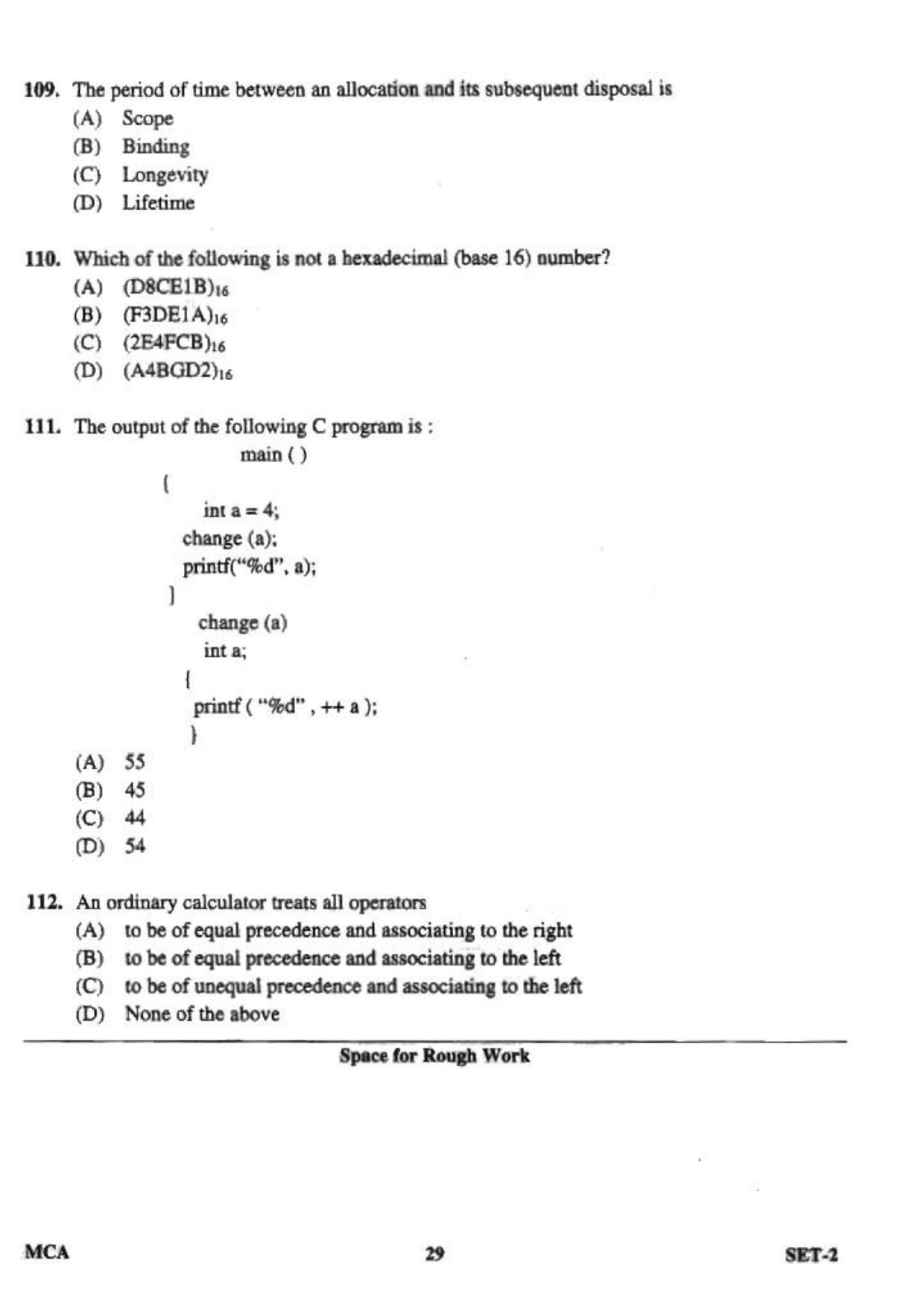 OJEE 2013 MCA Set 2 Question Paper - IndCareer Docs